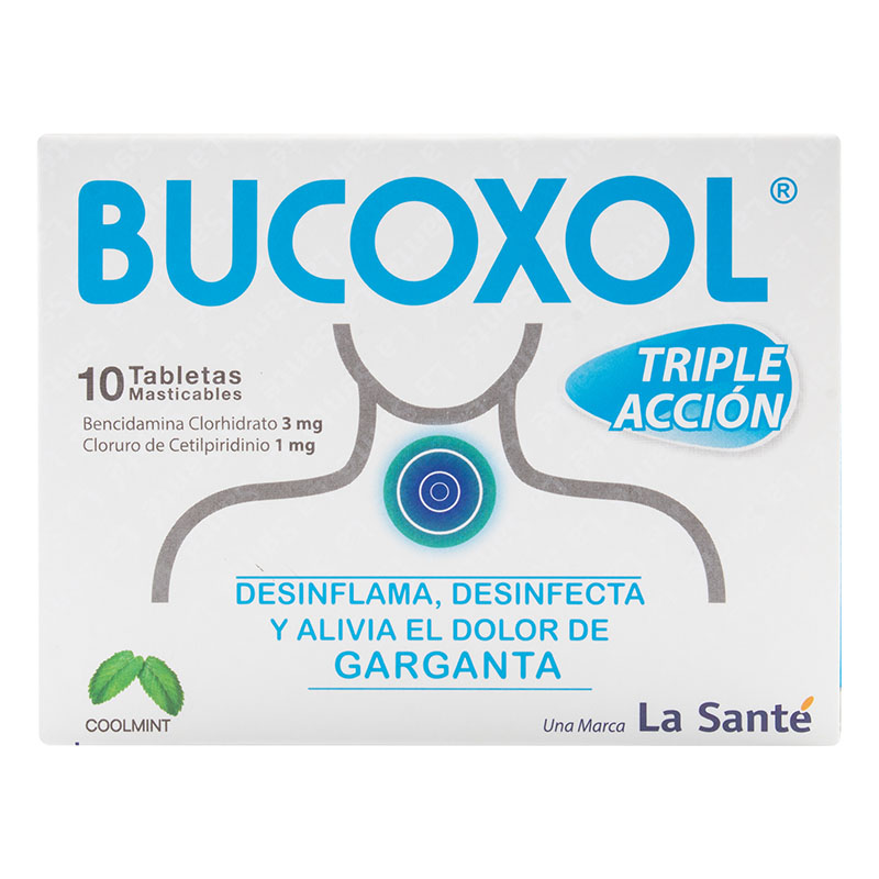 Bucoxol Triple Accion Coolmint 10 Tbs – Droguería Oasis